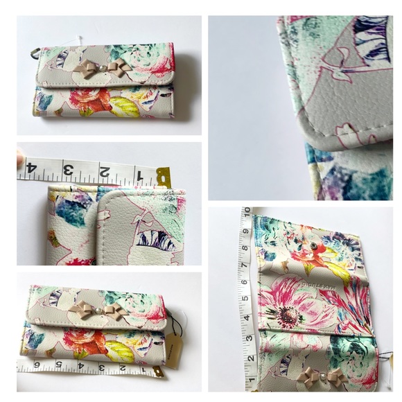 Max Studio | Bags | Max Studio New Floral Wallet Grey Tan Yellow Green ...